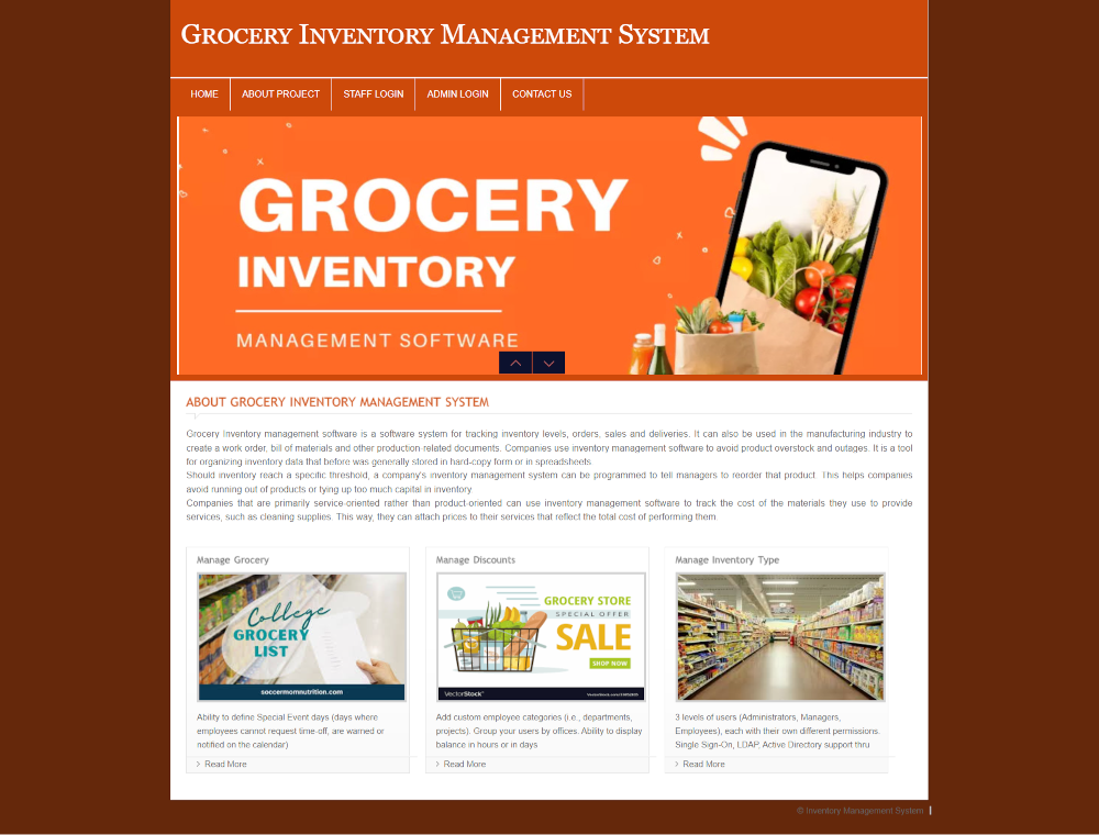Grocery Inventory Management System - PHP MySQL Projects Free Source Code Documentation